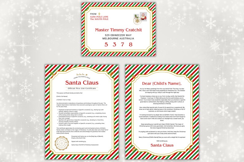 Letter From Santa and Envelope | Editable Santa Letter Bundle | Nice ...