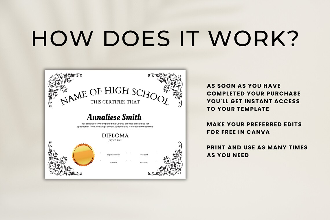 Graduation Diploma Template Certificate Diploma Template Template for ...