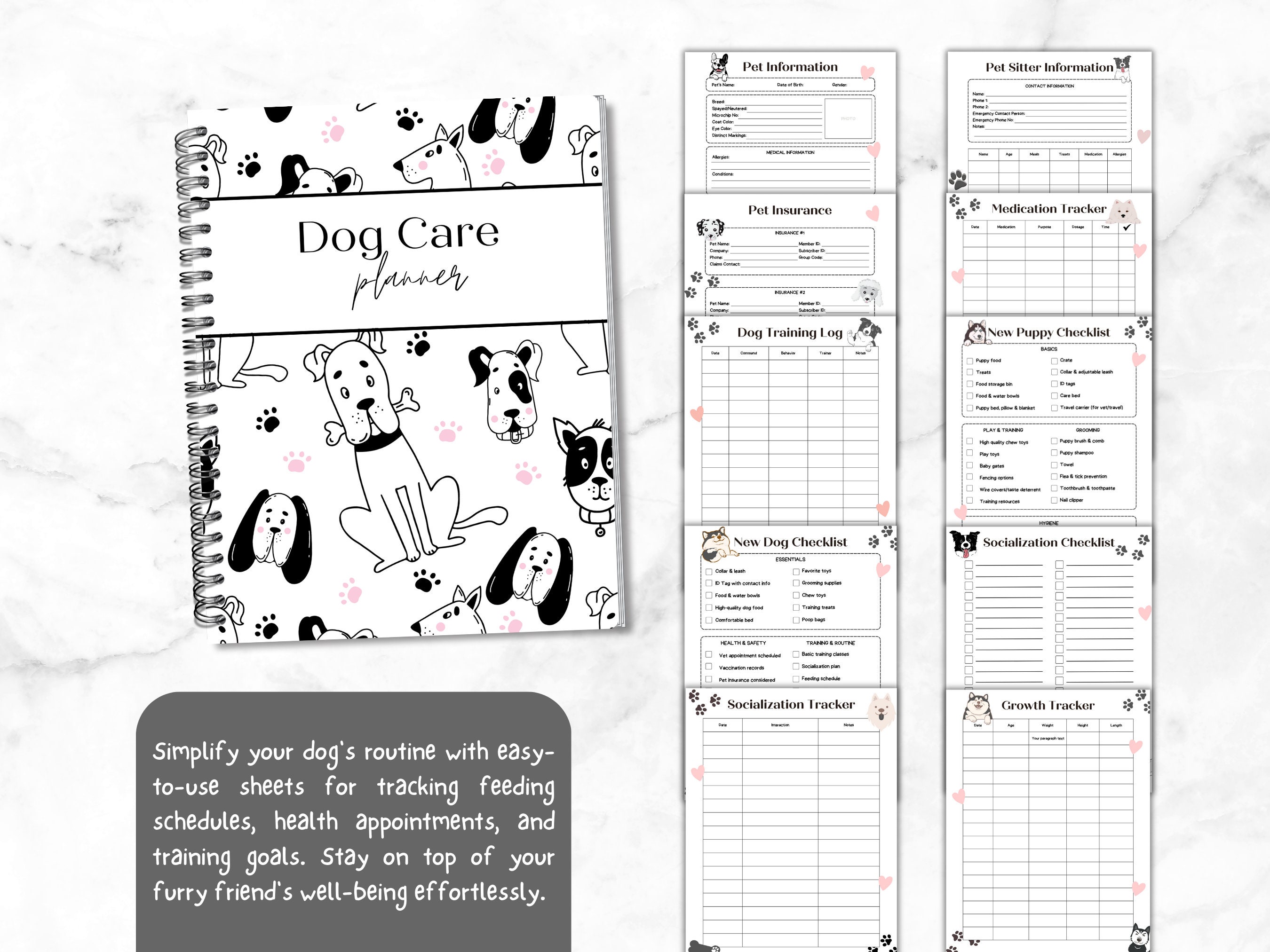 Dog Daily Planner | Puppy Planner | Pet Care Planner | Dog Care Planner ...