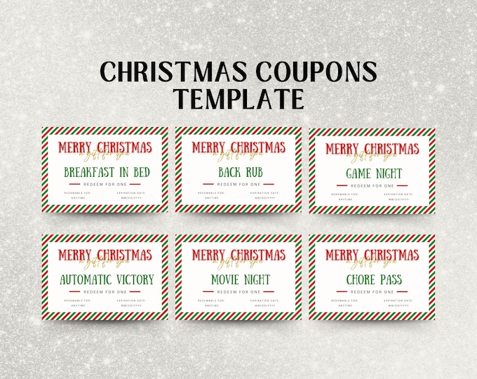 Printable Christmas Coupon Book, Editable Christmas Coupons Gift ...