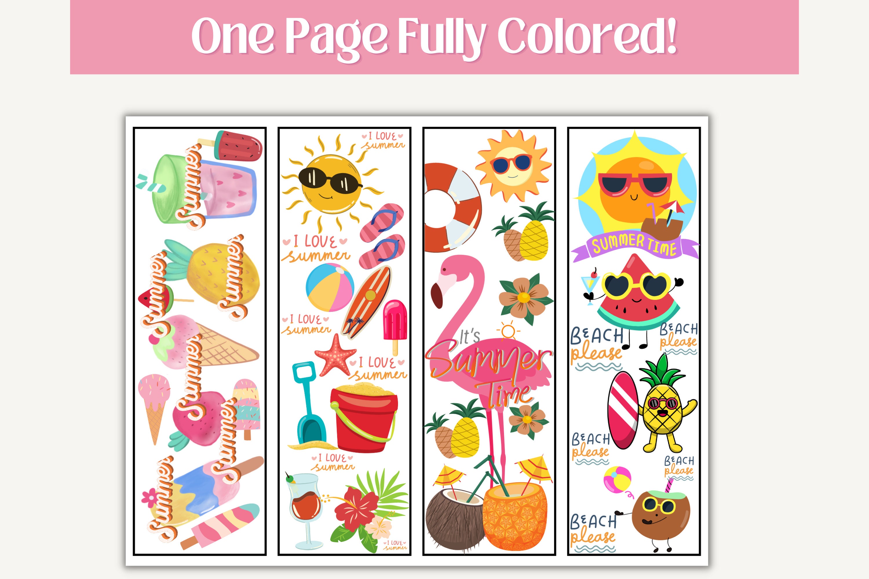 Summer Coloring Printables | Summer Bookmarks Printables | Printable ...