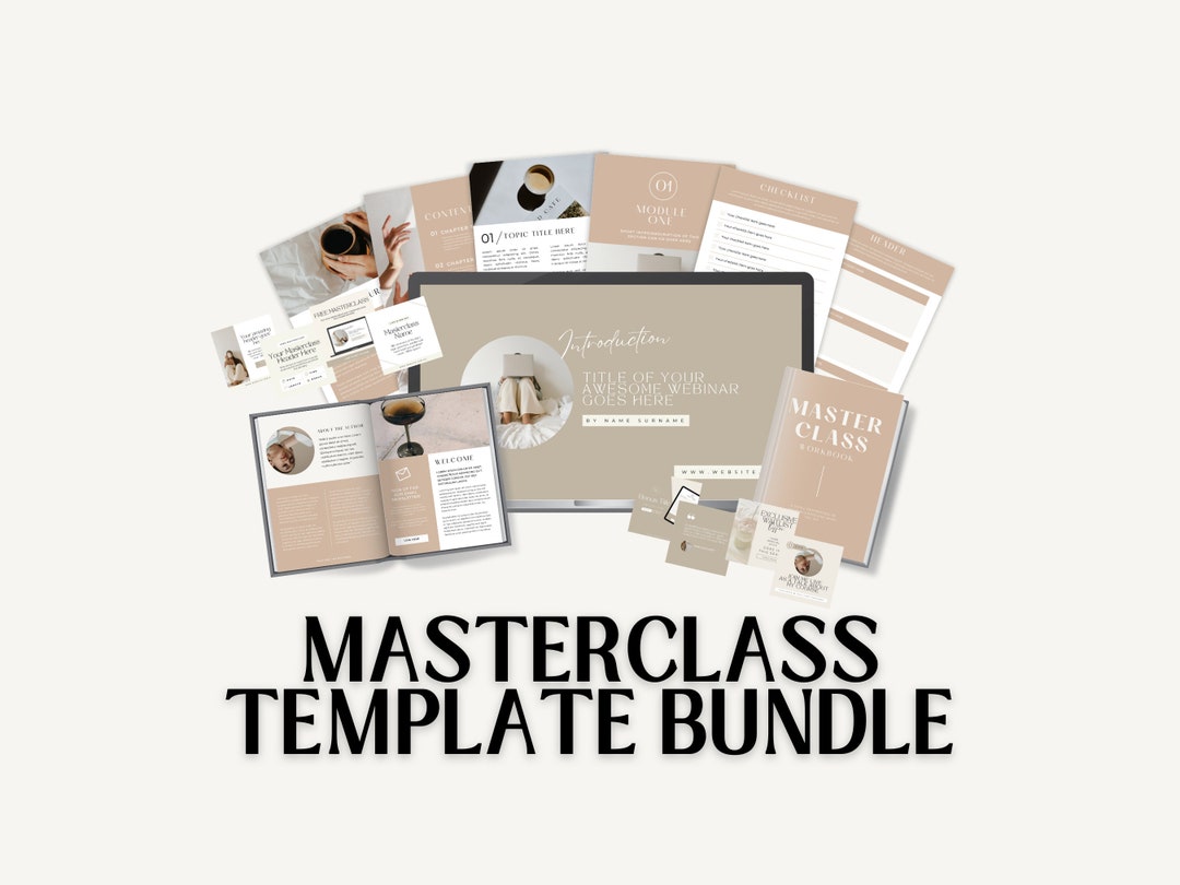 Neutral Canva Template Bundle | Masterclass Template | Course Slide ...