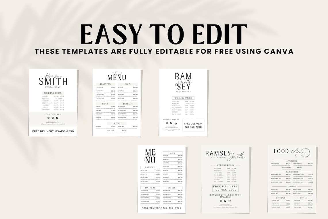 Canva Menu Template | Menus for Restaurant | Restaurant Menu Template ...