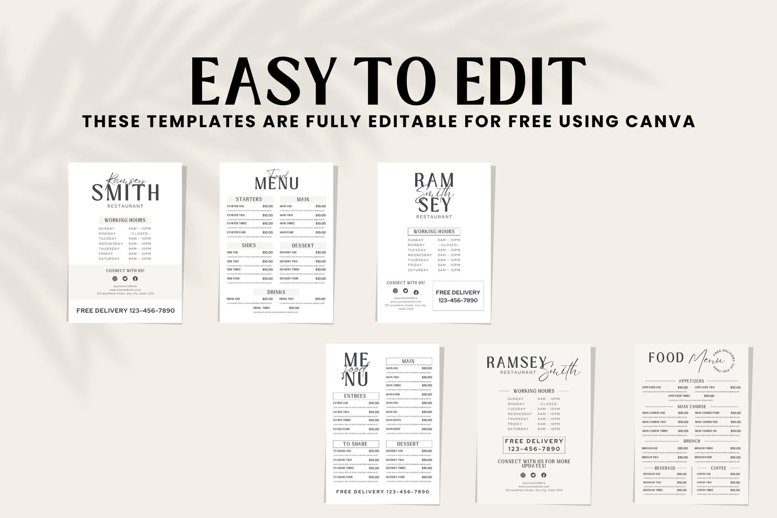 Canva Menu Template | Menus for Restaurant | Restaurant Menu Template ...