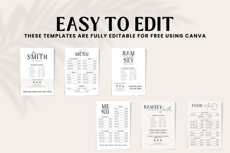 Canva Menu Template | Menus for Restaurant | Restaurant Menu Template ...