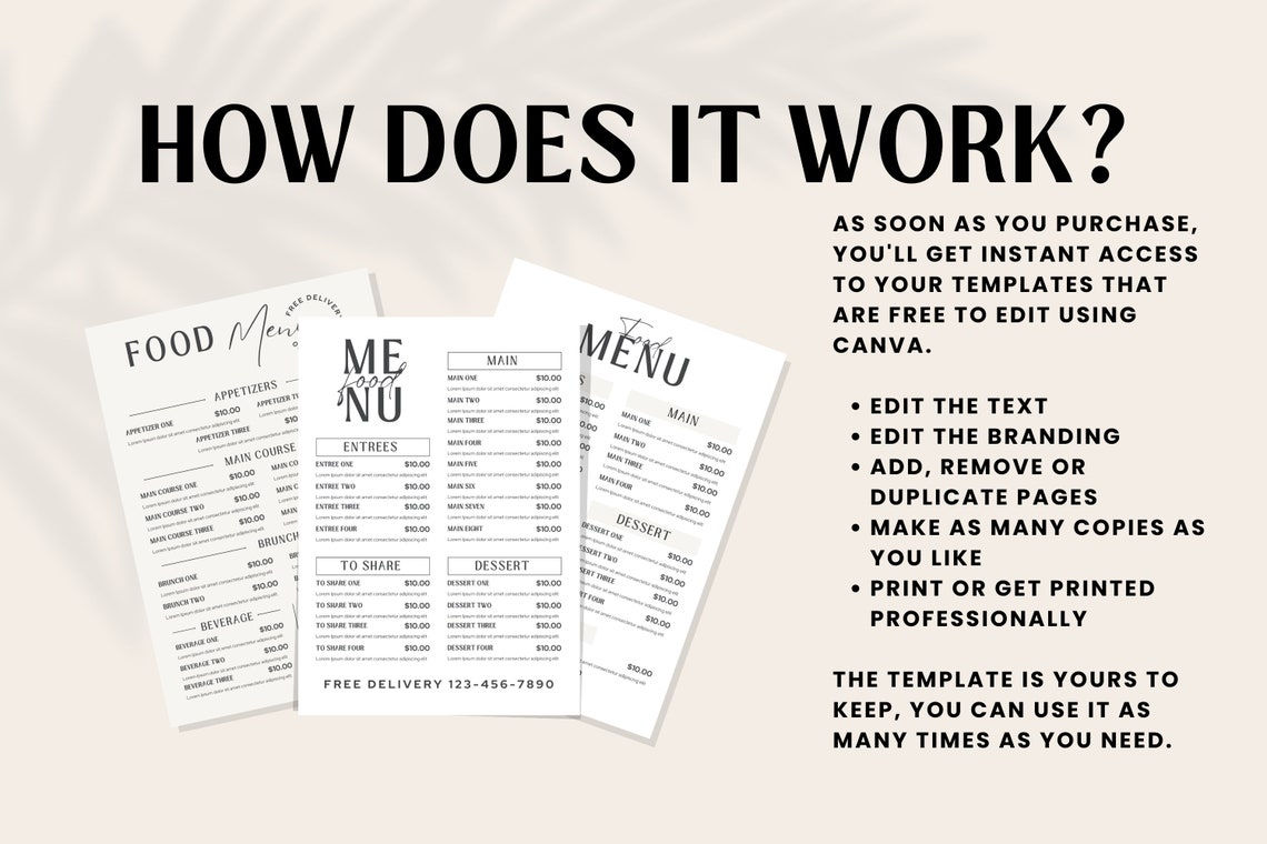 Canva Menu Template | Menus for Restaurant | Restaurant Menu Template ...