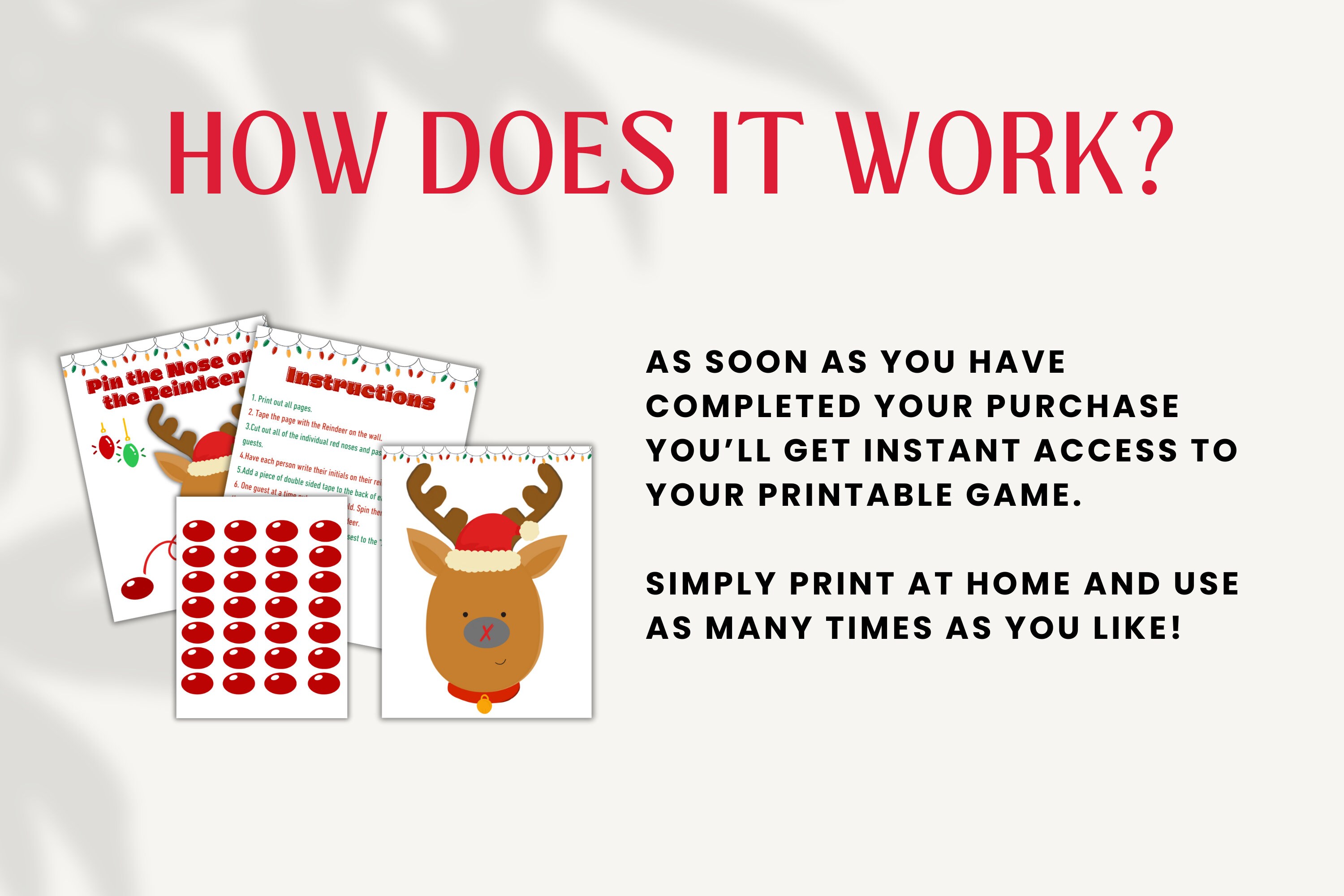 Pin the Nose Pin the Nose on the Reindeer Christmas - Etsy