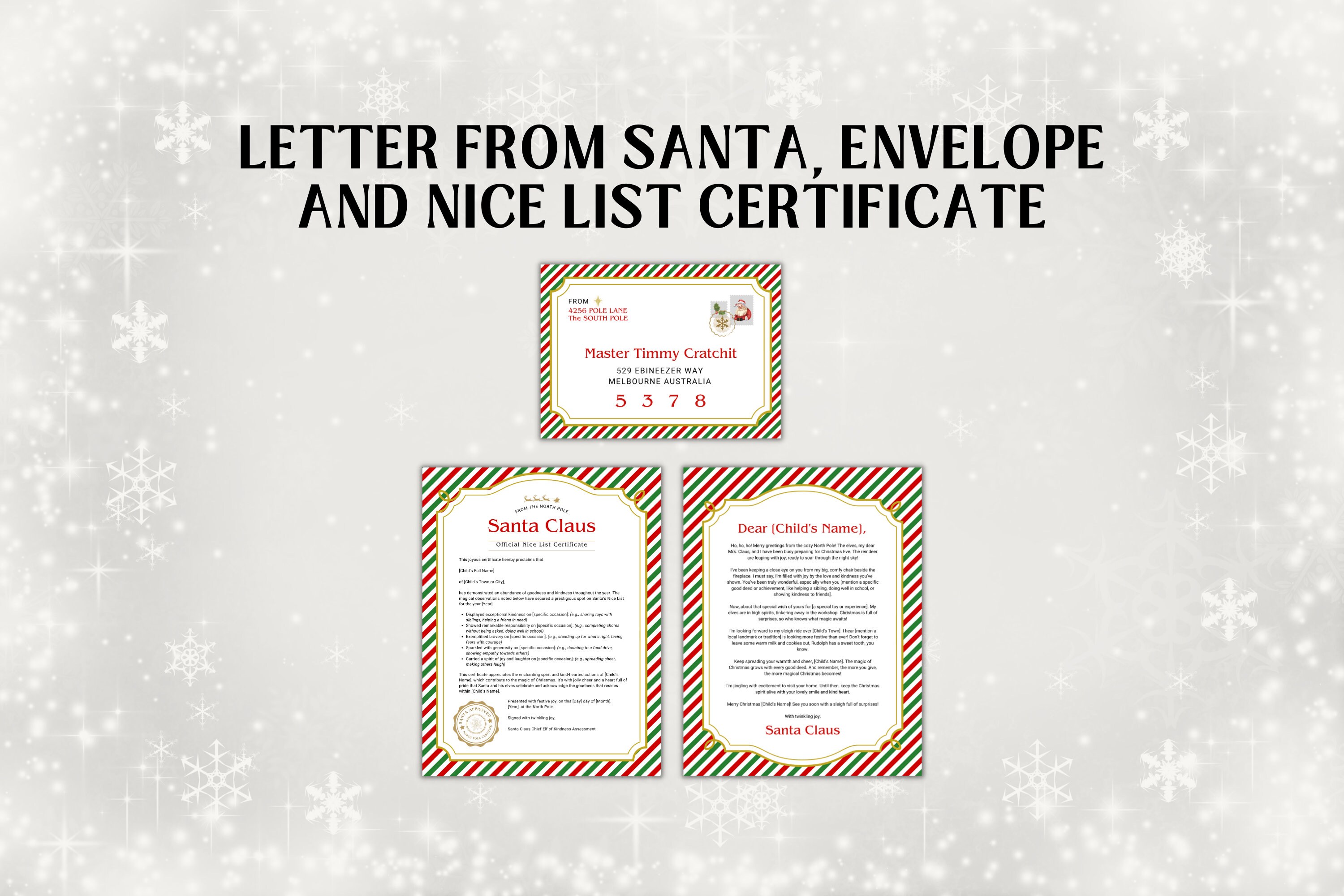 Letter From Santa and Envelope | Editable Santa Letter Bundle | Nice ...