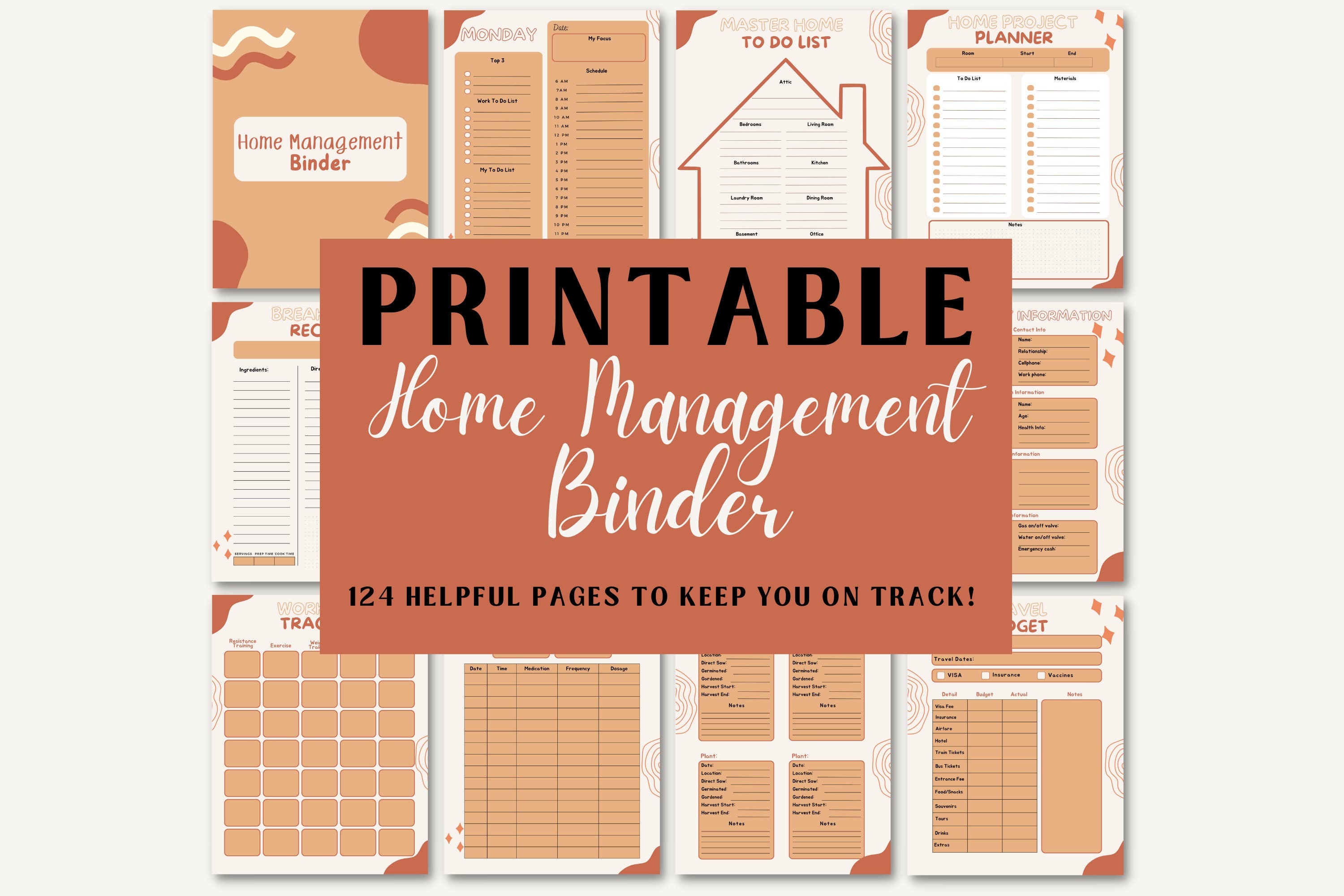 Home Management Printables | Home Management Tracker | Printable Home ...