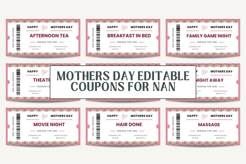 Mothers Day Coupons Mothers Day Coupon Book Mothers Day Coupons ...
