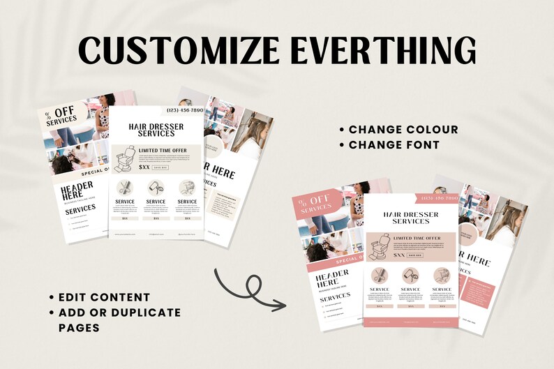 Hair Stylist Flyer | Hair Salon Flyer | Hair Flyer Bundle | Hair Flyers ...