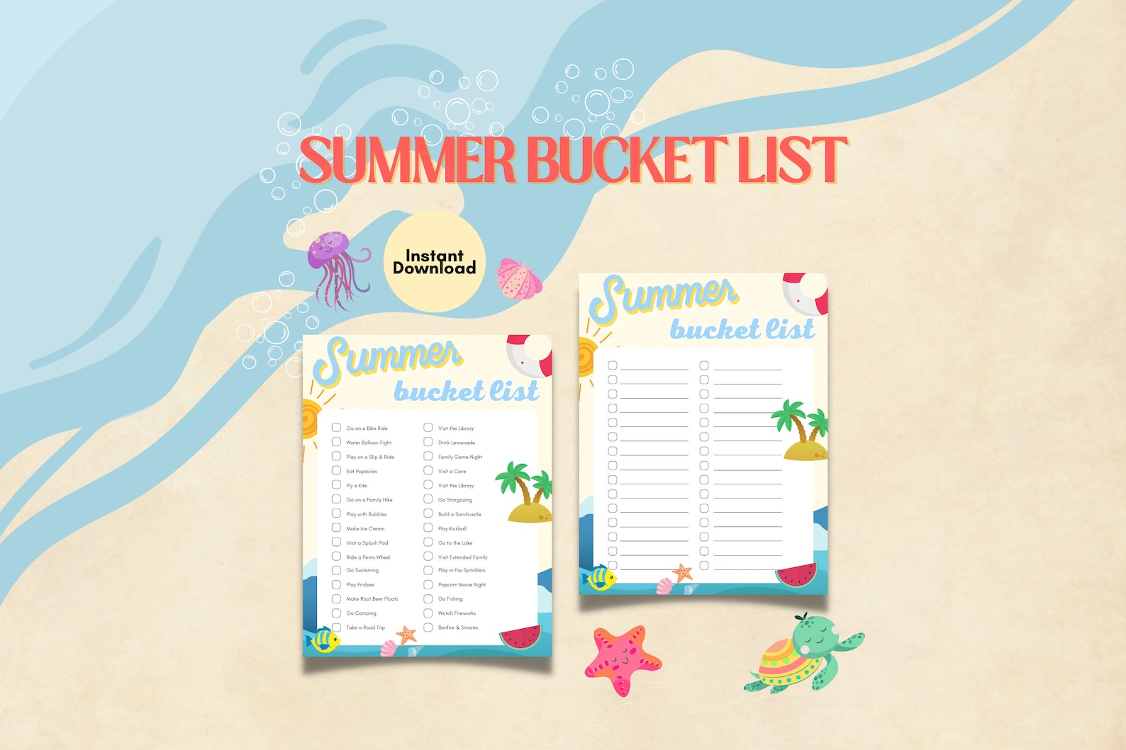 Summer Bucket List Printable PDF | Summer Bucket List for Kids | Kids ...