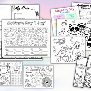Mothers Day Printable Coloring Pages | Mothers Day Bundle Printable ...