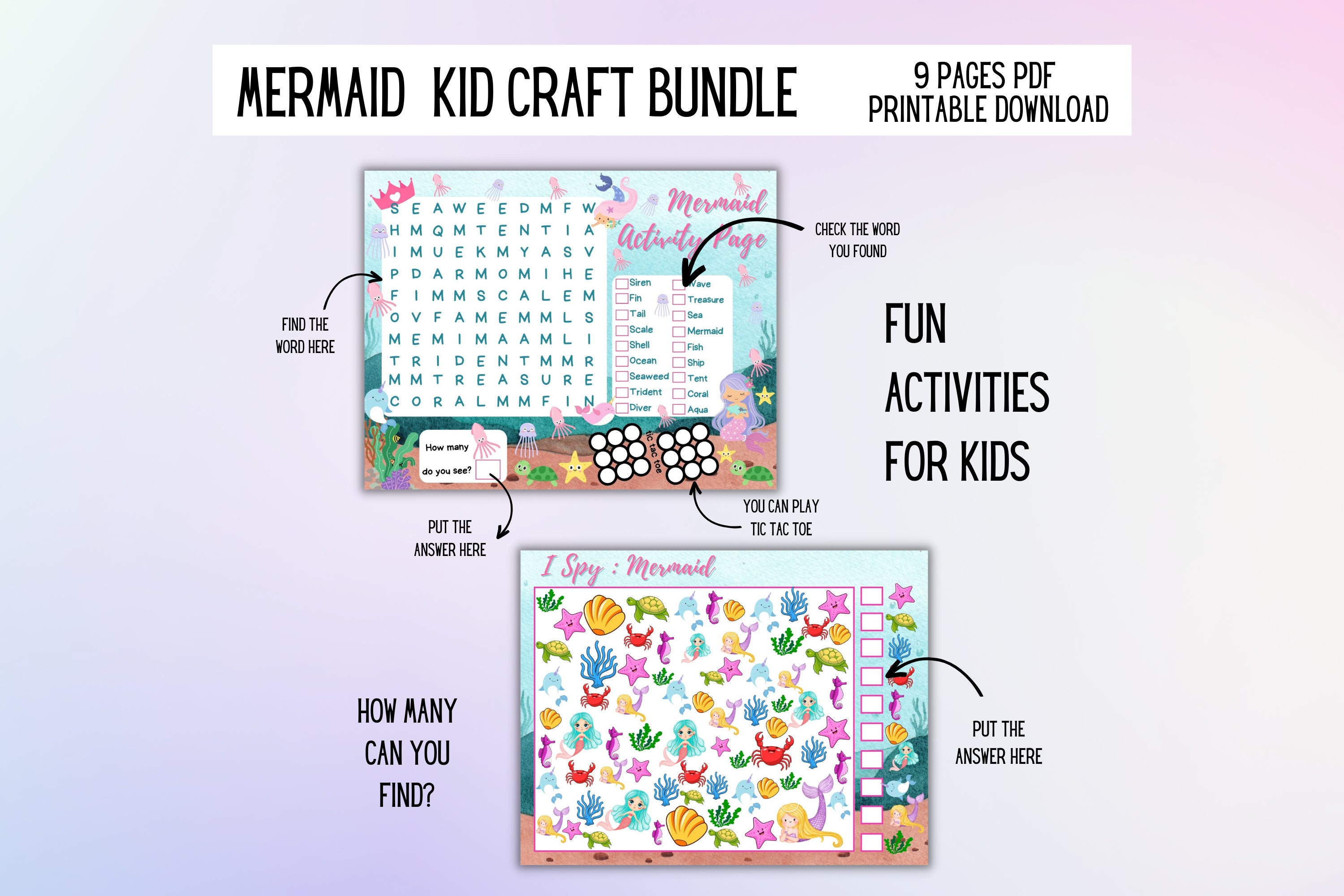 Mermaid Printable | Mermaid Coloring Printables | Mermaid Party Crafts ...