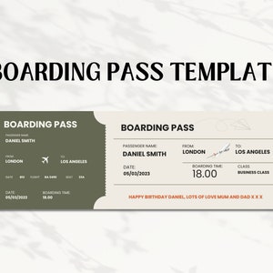 Boarding Pass Template | Editable Boarding Pass | Airline Boarding Pass ...
