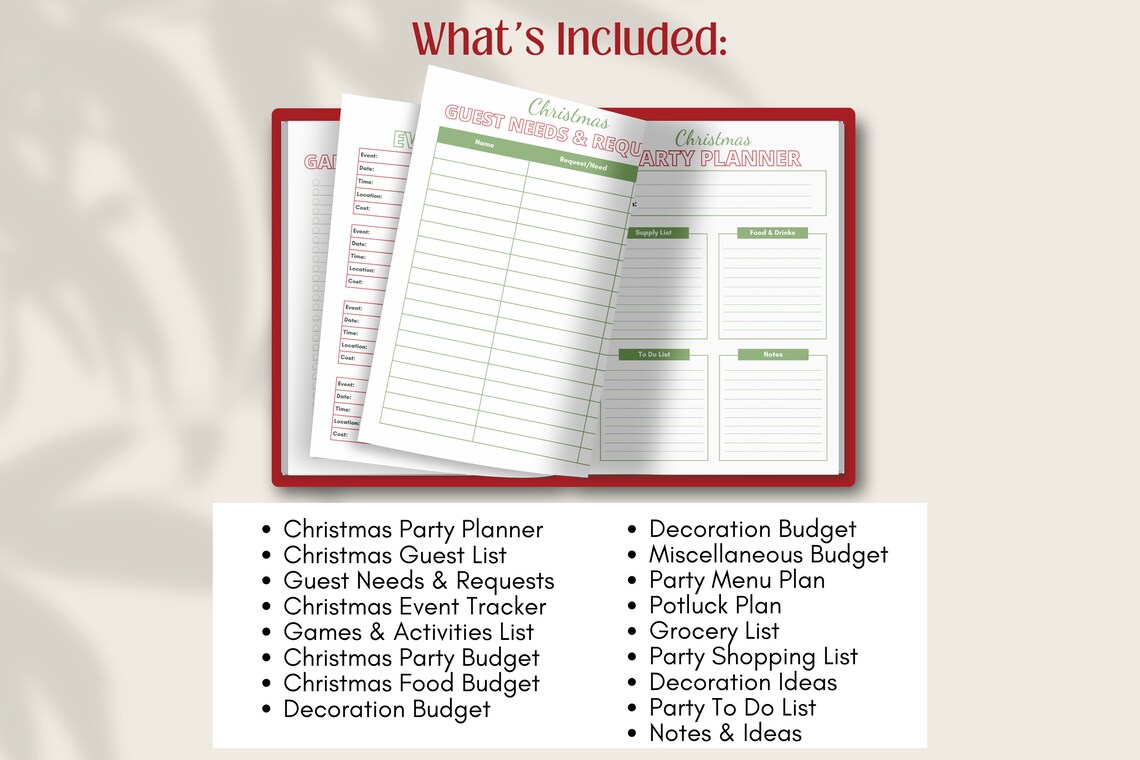 Party Planner | Christmas Planner | Xmas Planner | Holiday Planner ...