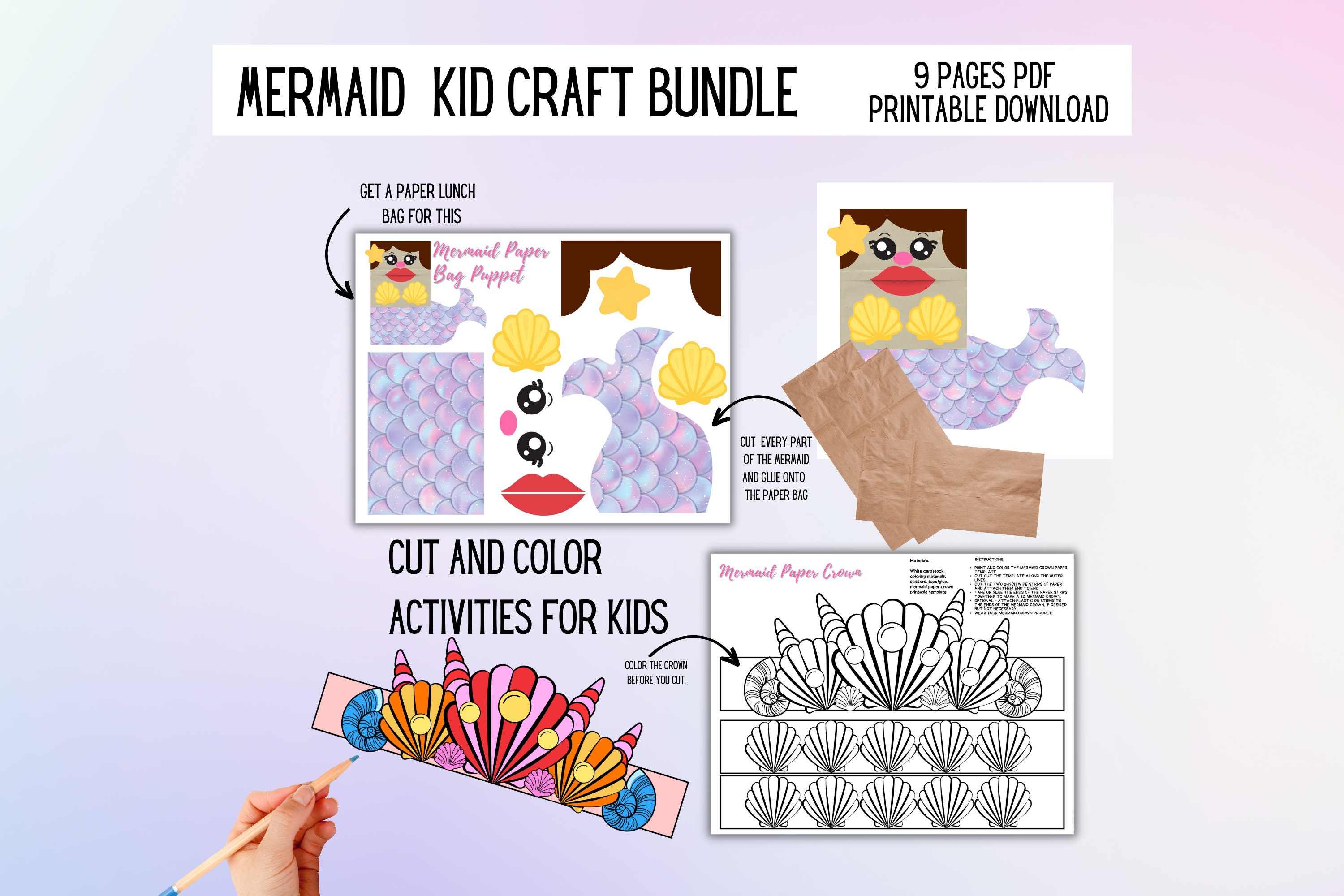 Mermaid Printable | Mermaid Coloring Printables | Mermaid Party Crafts ...