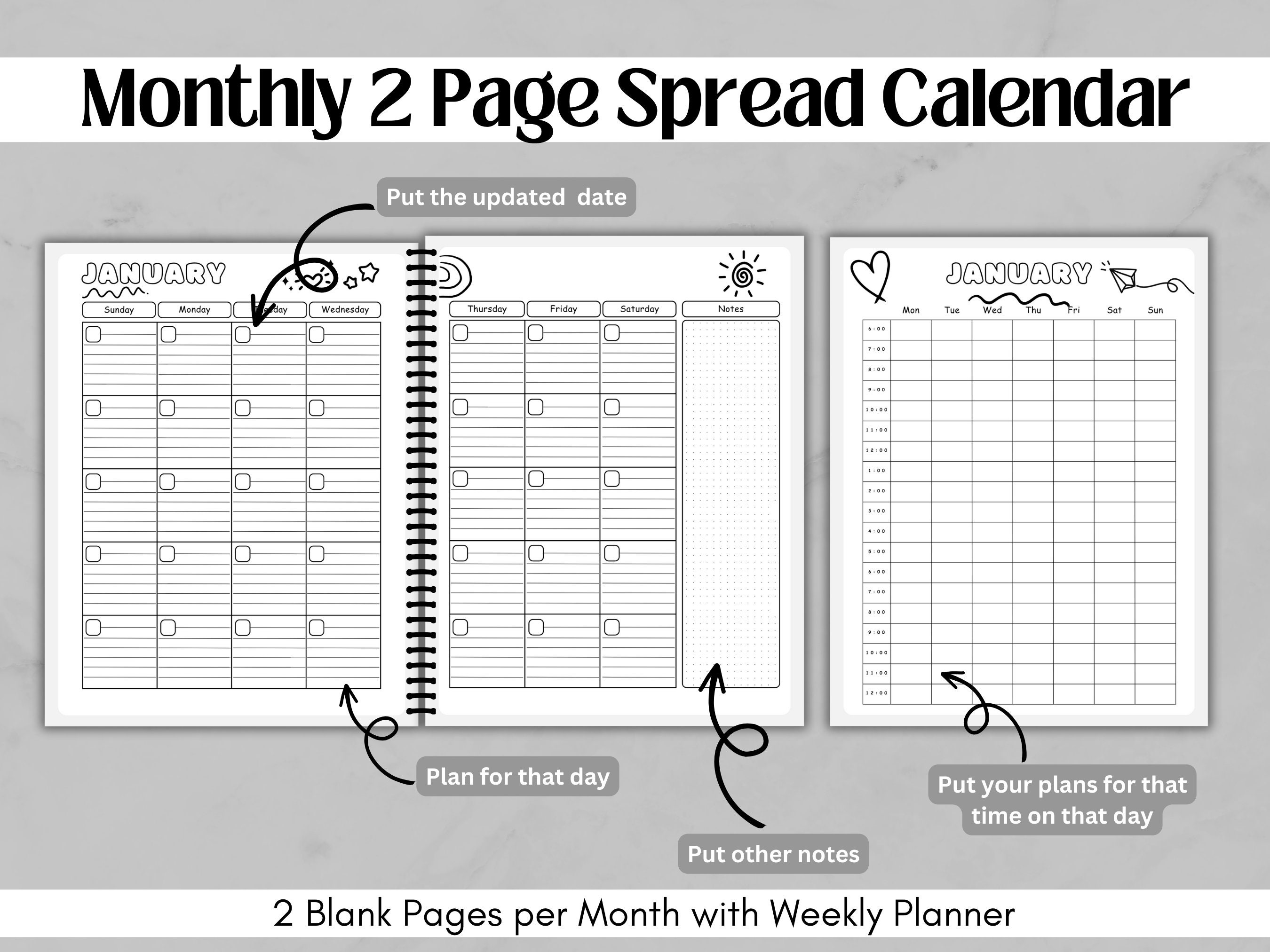 Weekly Planner Bullet Journal Pages Bullet Journal Kit Printable ...