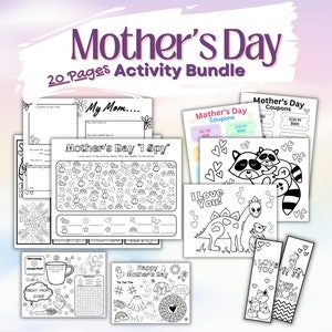 Mothers Day Printable Coloring Pages | Mothers Day Bundle Printable ...