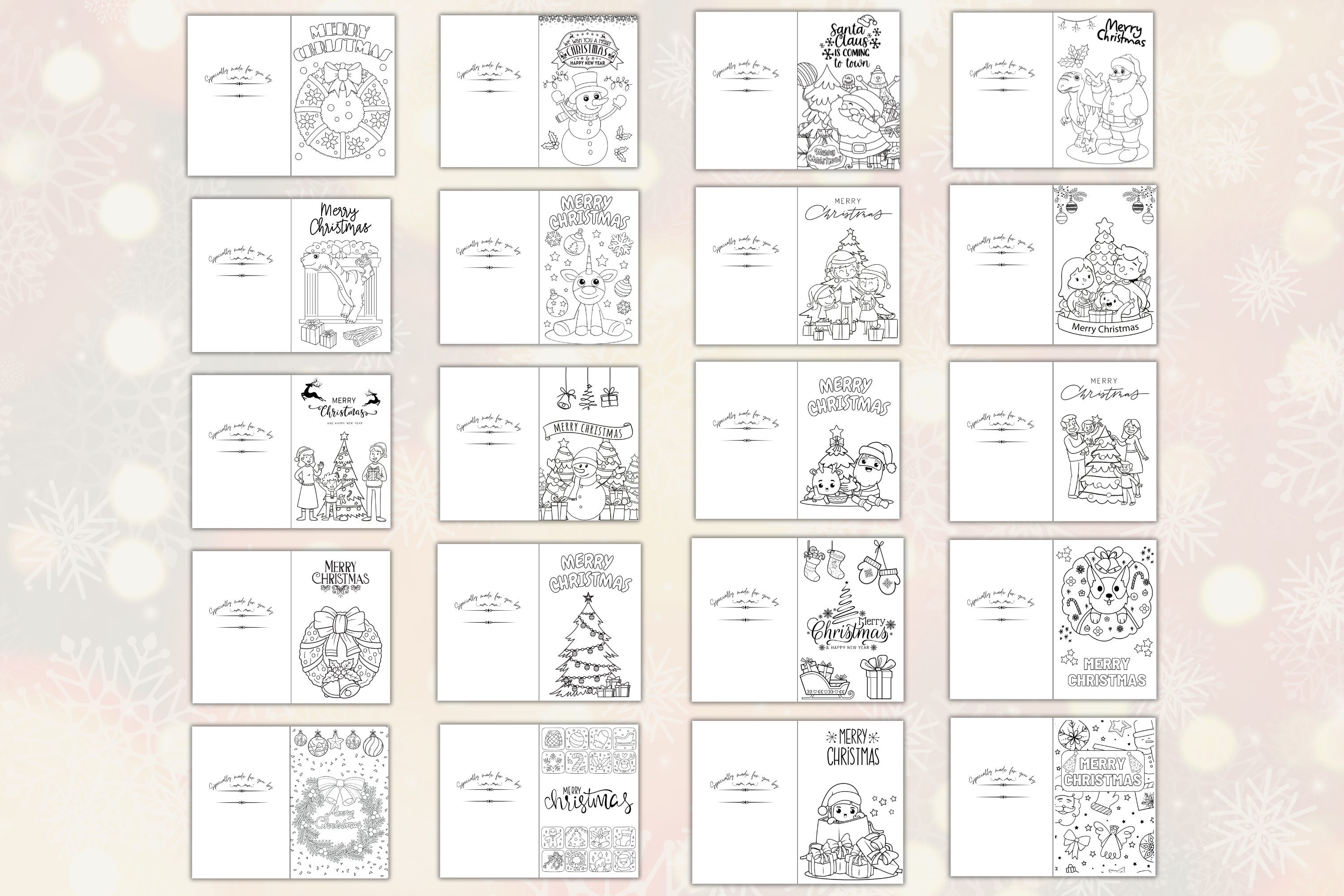 Christmas Cards to Color | Printable Christmas Card to Color | Color ...