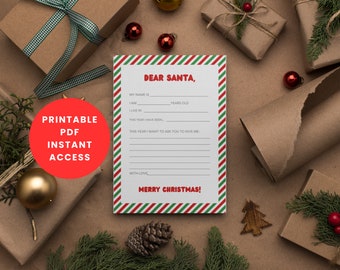 Letter to Santa | Digital Download | Printable Dear Santa Letter ...