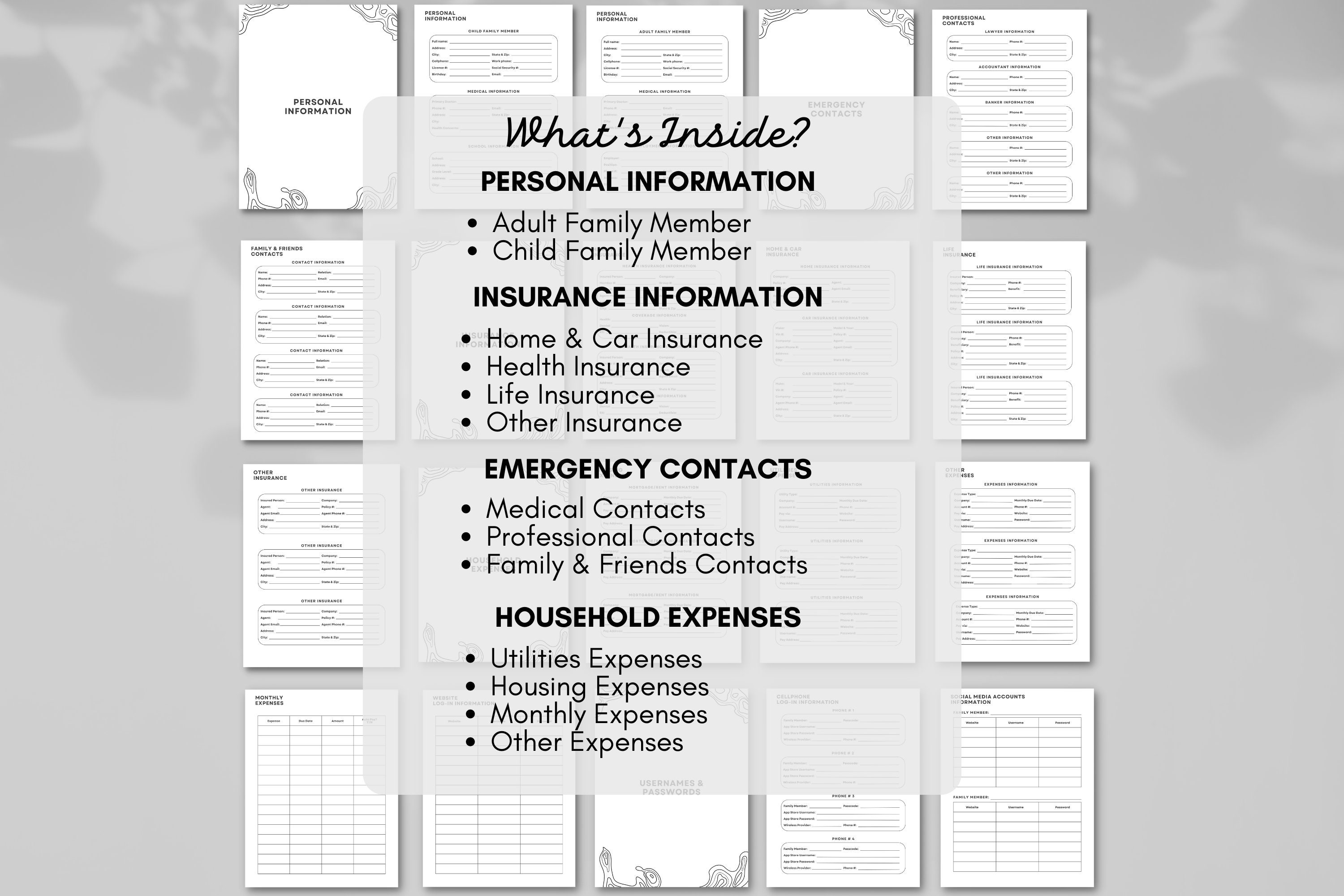 Emergency Binder Template | Emergency Binder Printable | Emergency ...