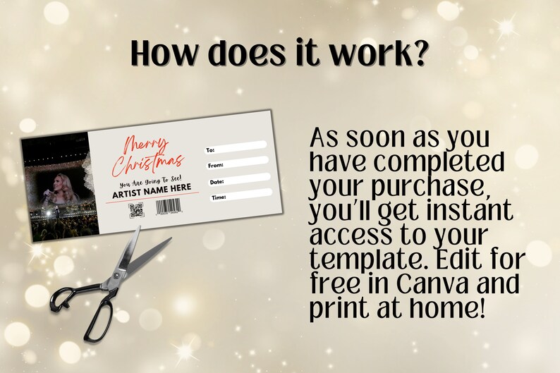 Ticket Template Concert | Concert Ticket Gift Template | Christmas ...
