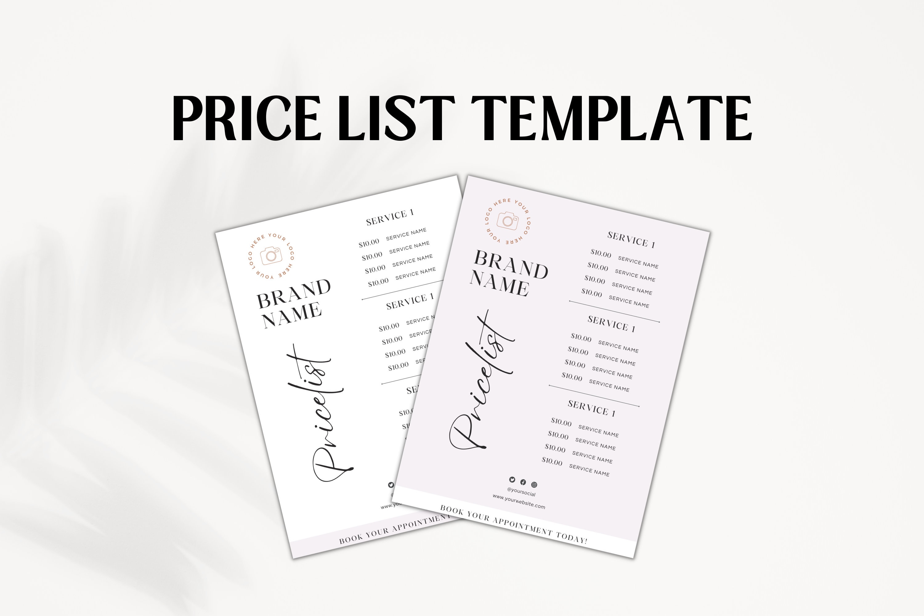 Price List Template Price List Template for Small Business Price List Editable Template Price ...