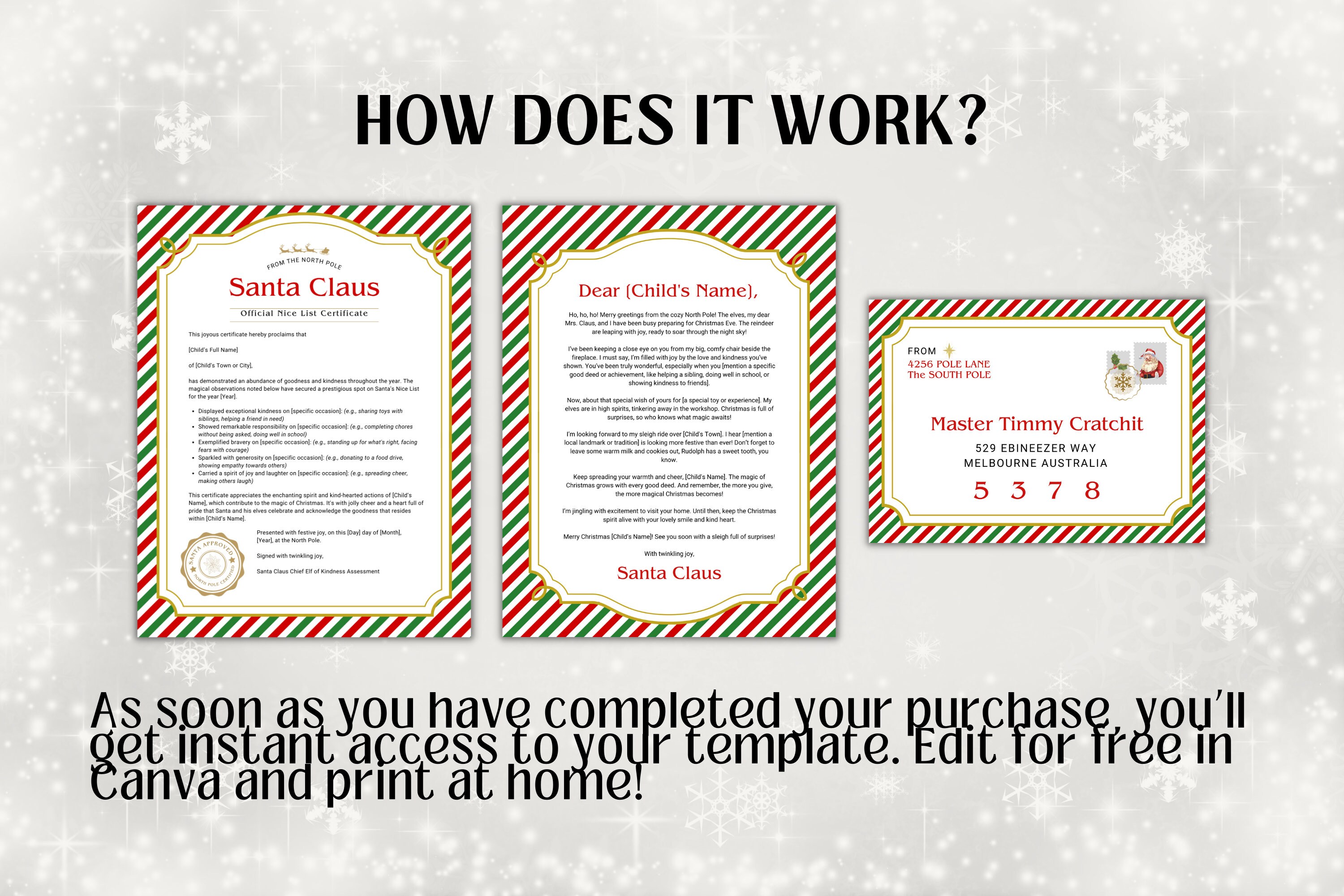 Letter From Santa and Envelope | Editable Santa Letter Bundle | Nice ...