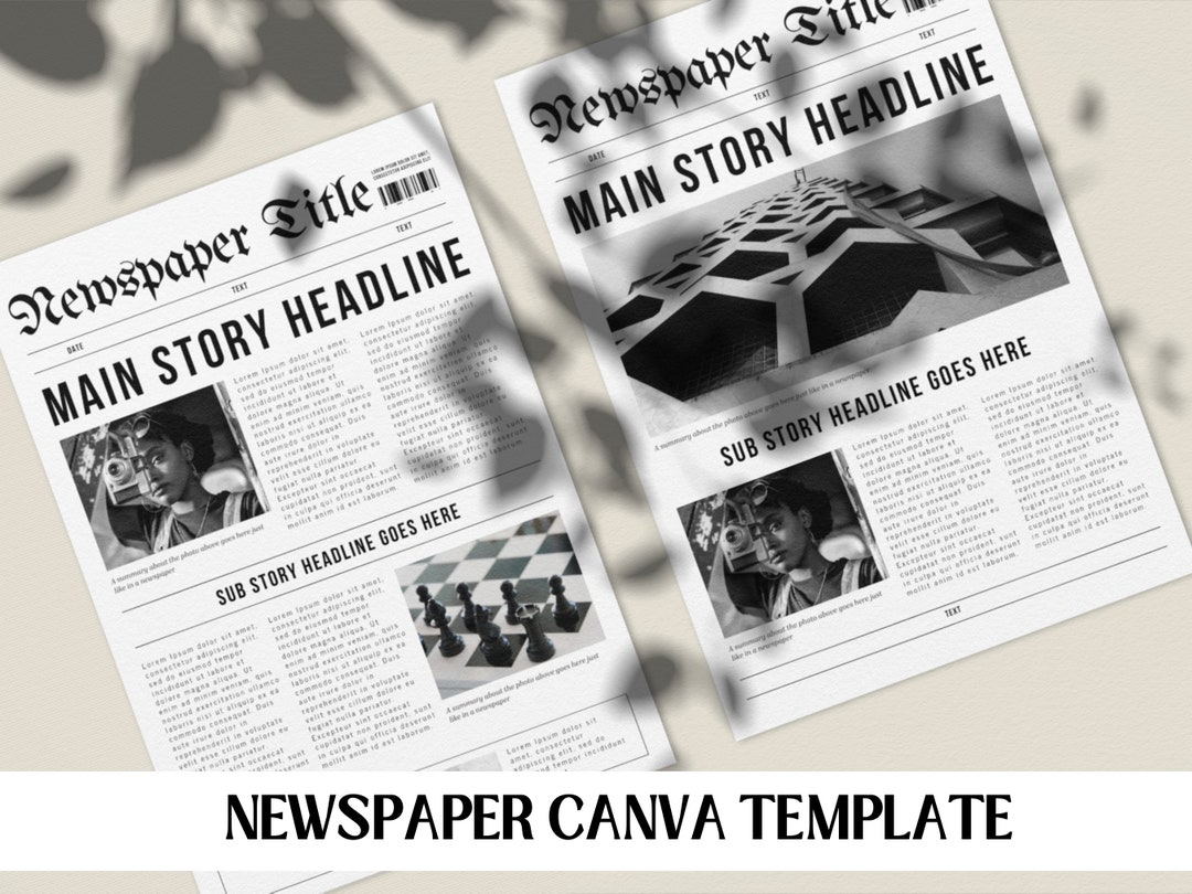 Newspaper Template Canva | Canva Newspaper Template | Wedding Newspaper ...