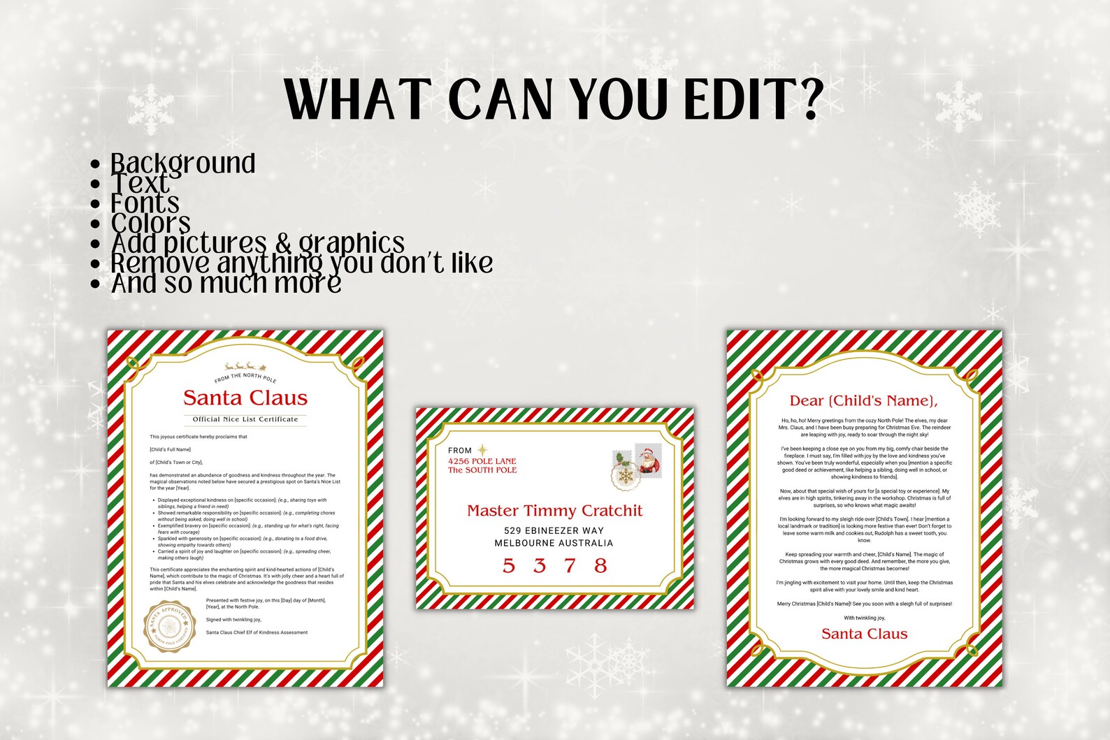 Letter From Santa and Envelope | Editable Santa Letter Bundle | Nice ...