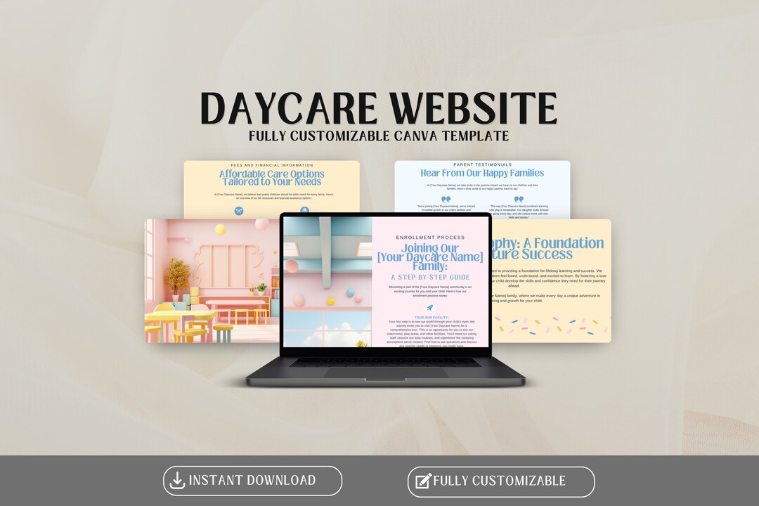 Daycare Website Canva | Daycare Canva Website | Daycare Website ...