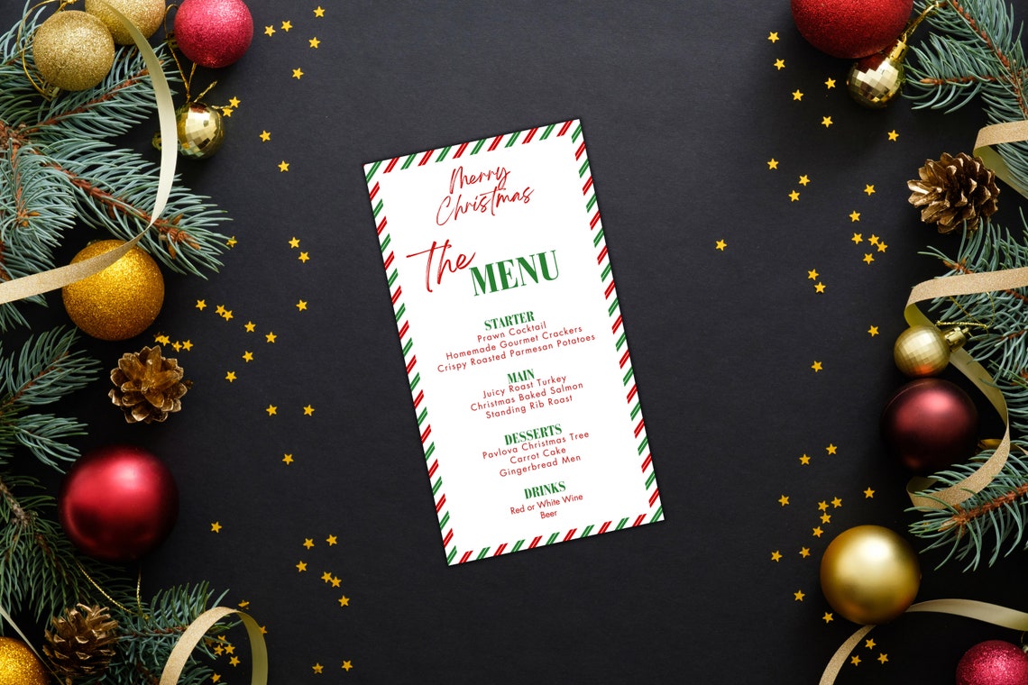 Christmas Menu Template Editable | Christmas Party Menu | Christmas ...