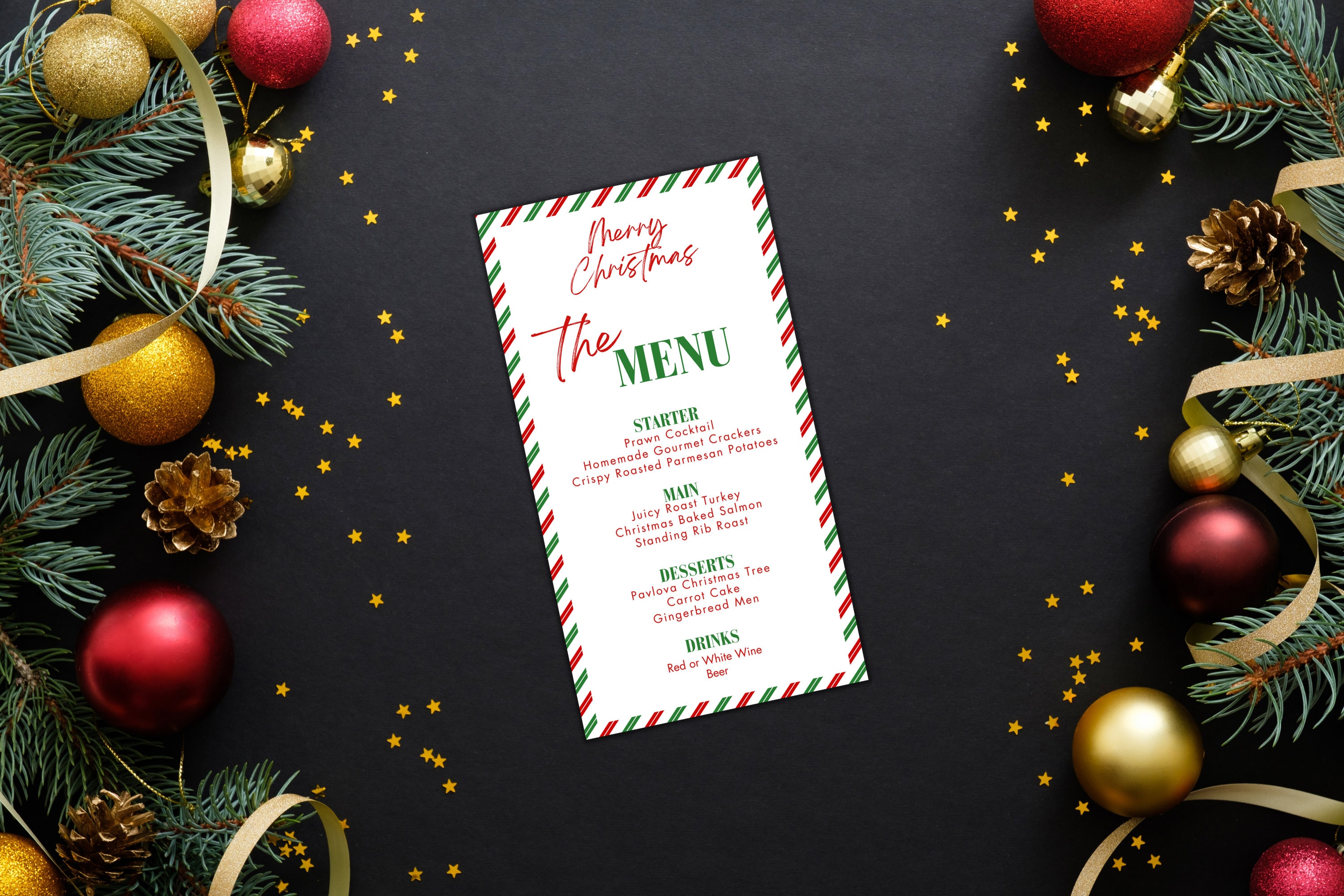 Christmas Menu Template Editable | Christmas Party Menu | Christmas ...