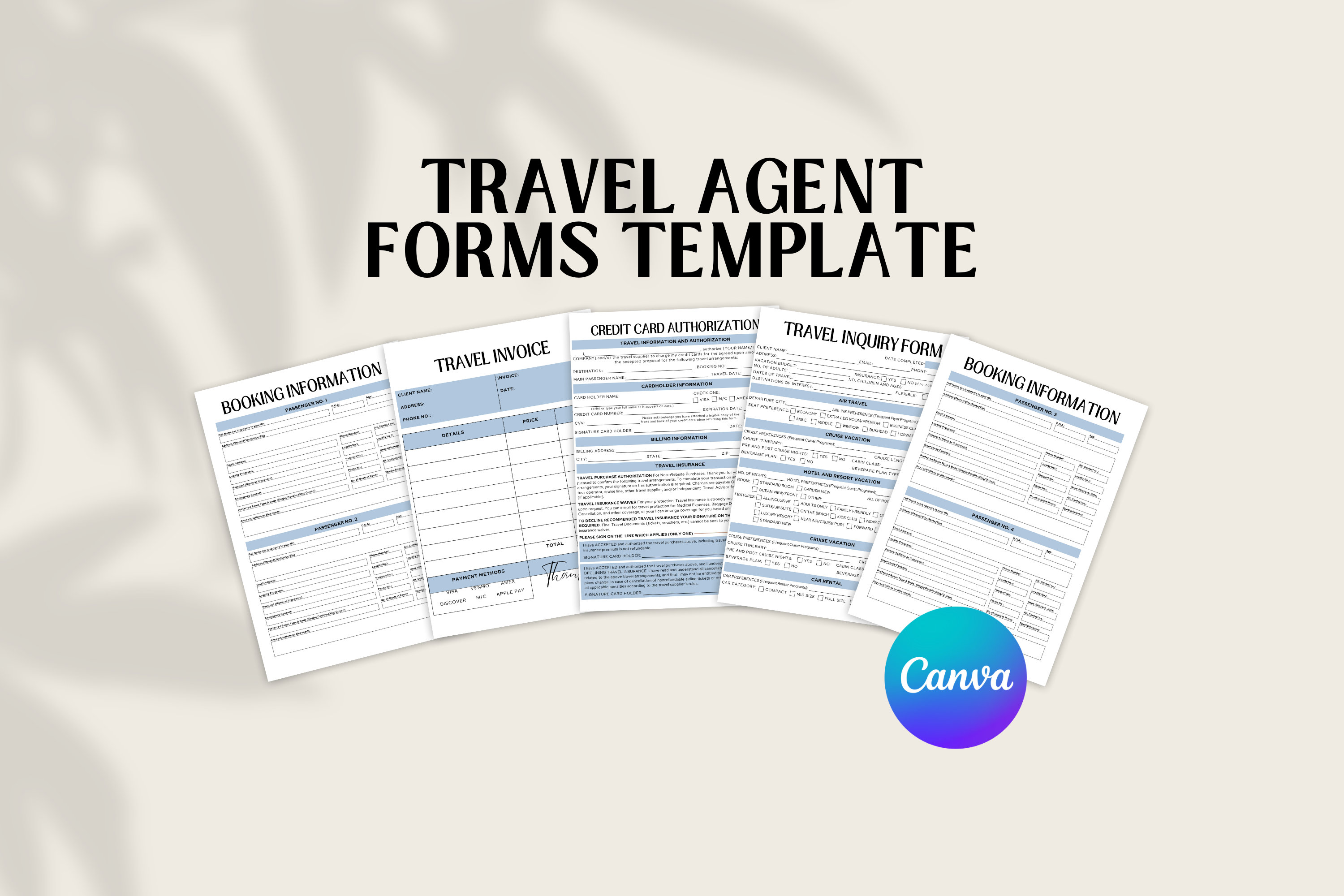 Travel Agent Forms Travel Agent Intake Form Travel Quote Form Travel ...