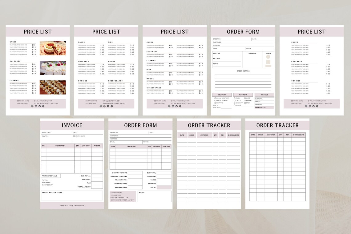 Cake Order Form | Bakery Order Form | Invoice Template | Bakery Invoice ...