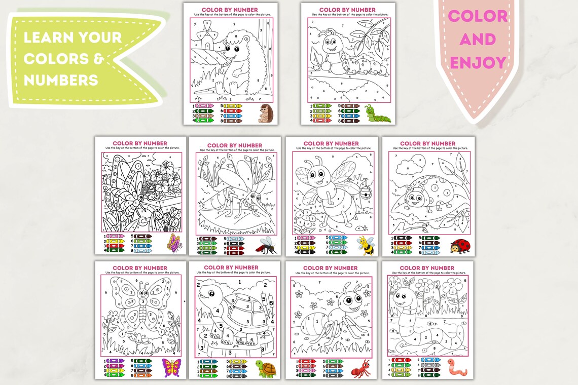 Spring Color by Number Worksheets | Spring Kids Coloring Pages | Spring ...