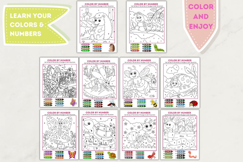 Spring Color by Number Worksheets | Spring Kids Coloring Pages | Spring ...