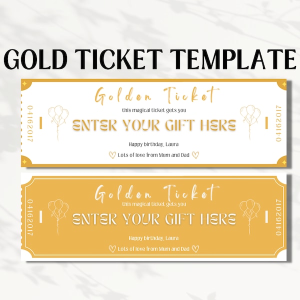 Golden Ticket Template - Etsy