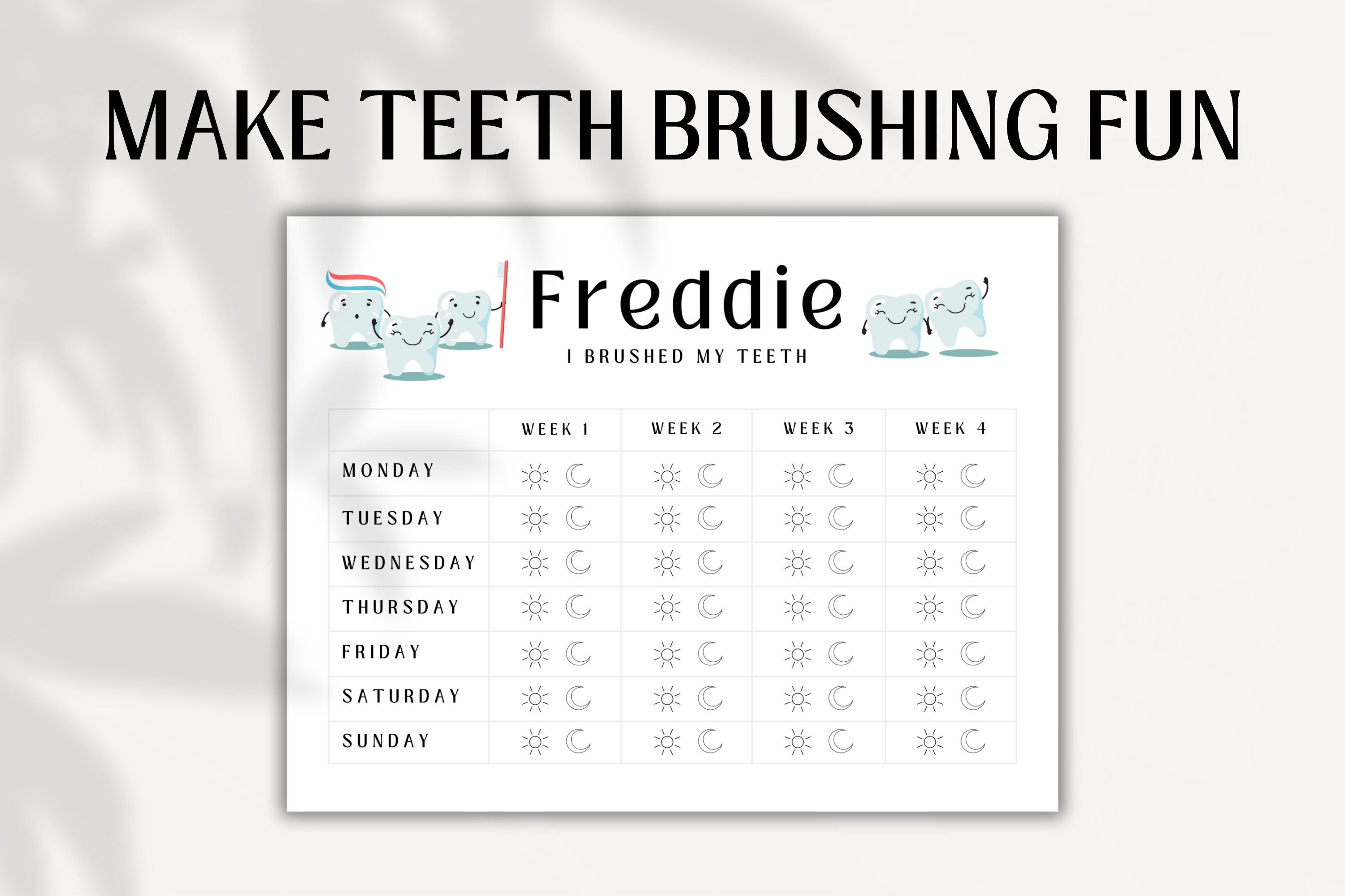 Teeth Brushing Reward Chart | Teeth Brushing Chart Printable | Brush ...