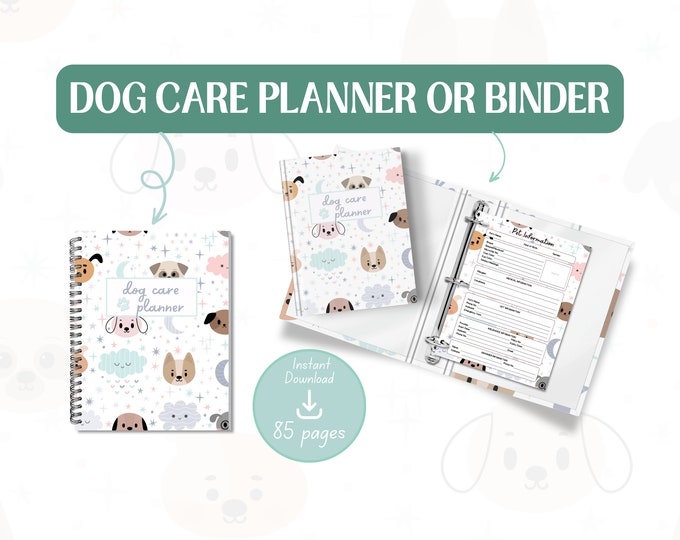 Dog Care Planner Bundle, Printable Puppy Planner Pet Care Binder, New ...
