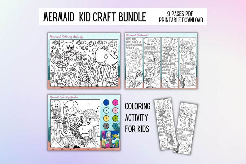 Mermaid Printable | Mermaid Coloring Printables | Mermaid Party Crafts ...