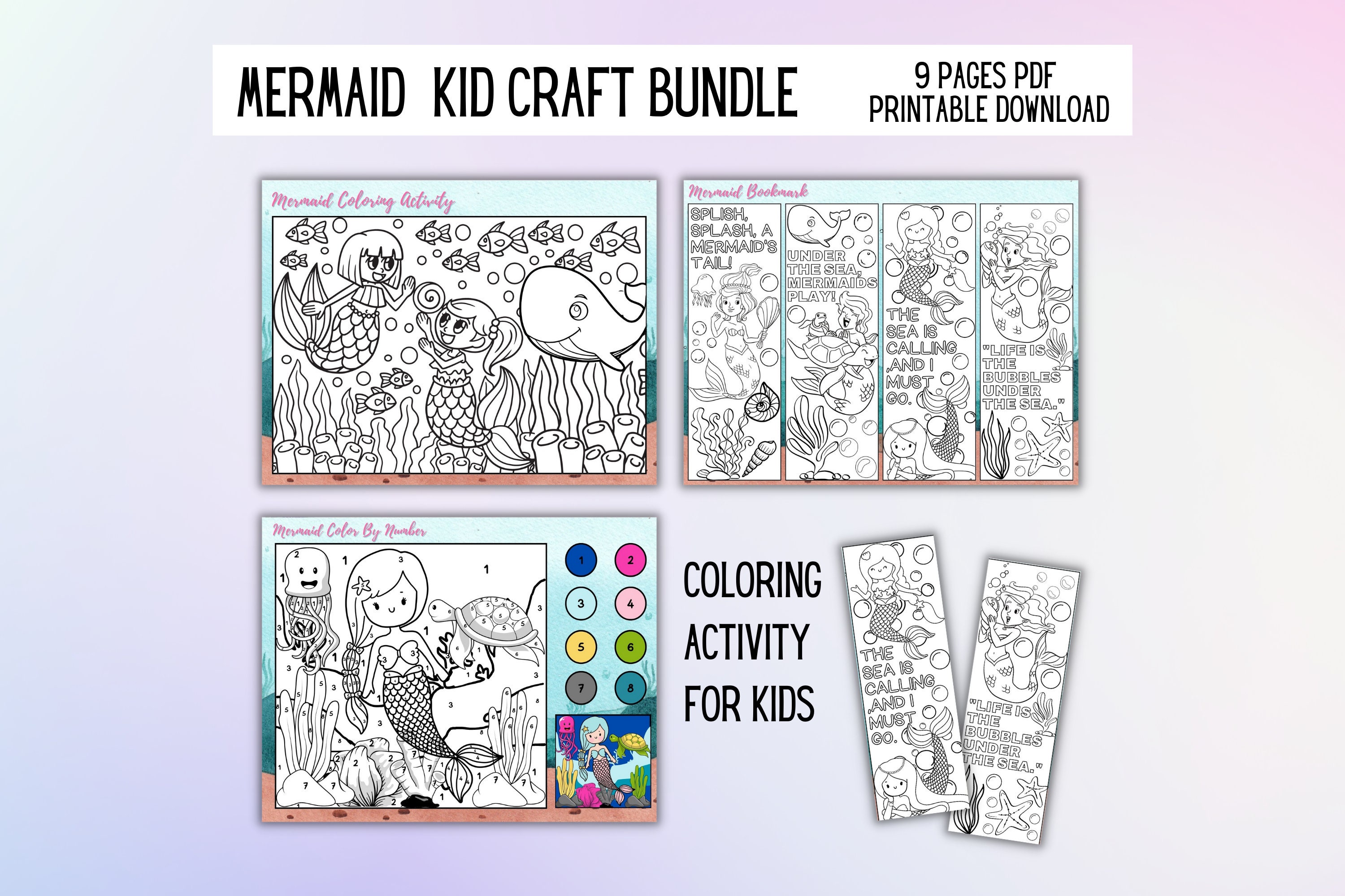 Mermaid Printable | Mermaid Coloring Printables | Mermaid Party Crafts ...