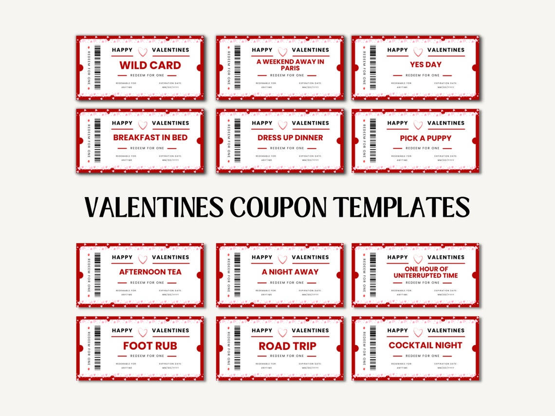 Editable Valentines Voucher Template | Love Coupon Template | Fun Gift ...