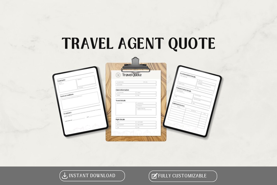 Travel Agent Quote Template | Travel Agent Quote Proposal | Travel ...