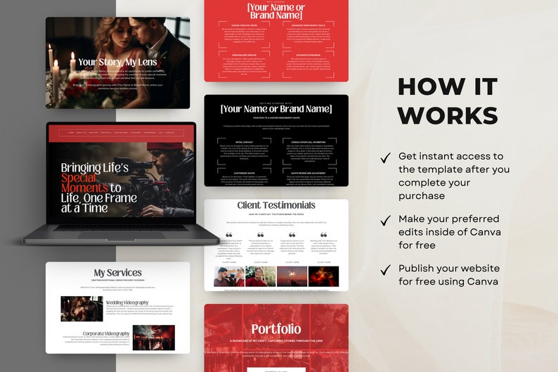 Videographer Website Template | Videographers Canva Website Template ...