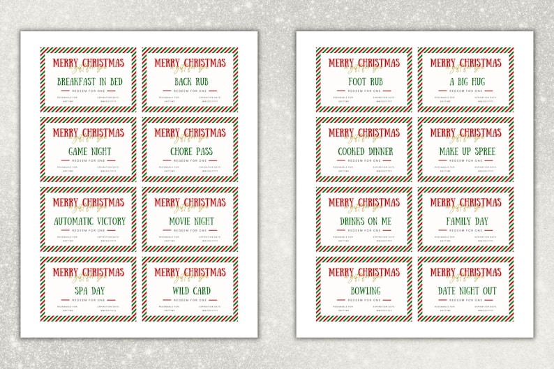 Christmas Coupons | Christmas Coupon Book | Christmas Printable Coupons ...