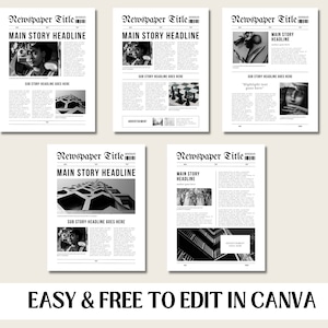 Newspaper Template Canva | Canva Newspaper Template | Wedding Newspaper ...