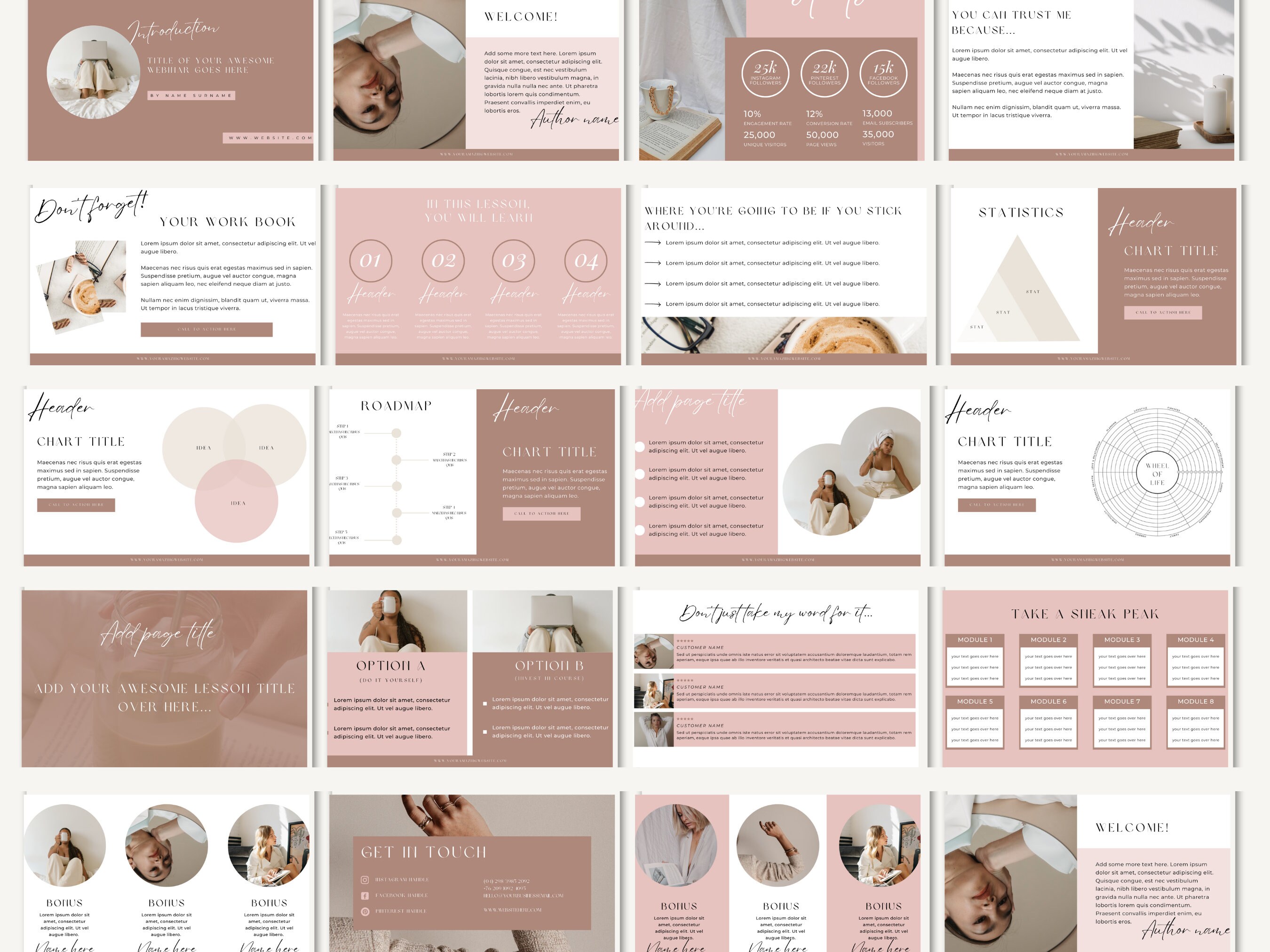 Pink Canva Template Bundle | Masterclass Template | Course Slide Deck ...