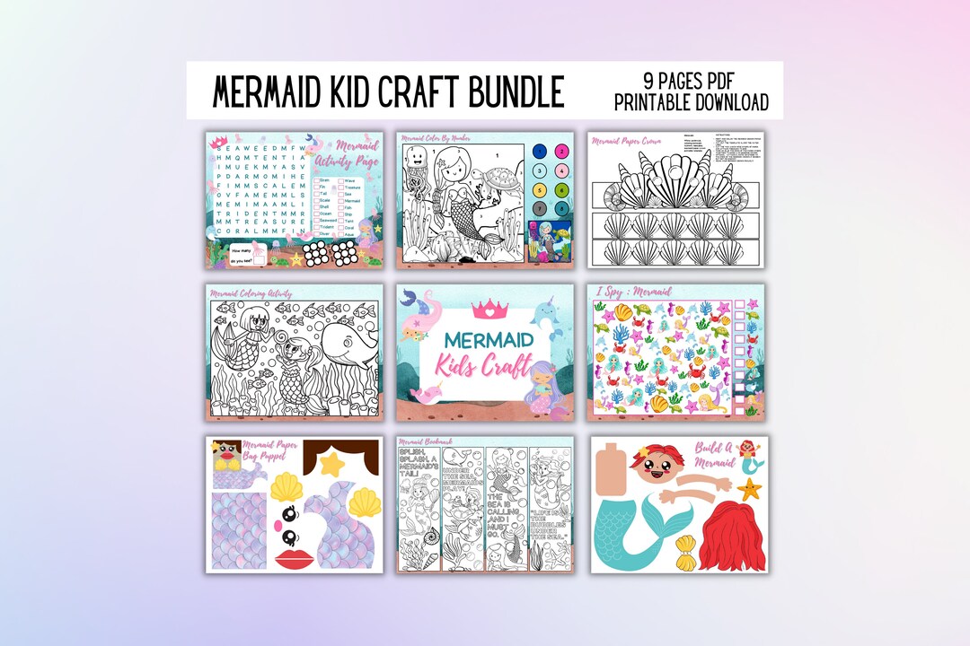 Mermaid Printable | Mermaid Coloring Printables | Mermaid Party Crafts ...